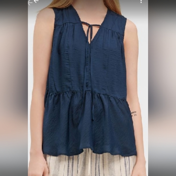 Dkny | Tops | Dkny Open Neck Ruched Panel Top S Blue | Poshmark